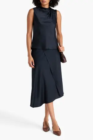 Vince Satin-crepe Midi Skirt - Navy