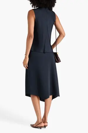 Vince Satin-crepe Midi Skirt - Navy