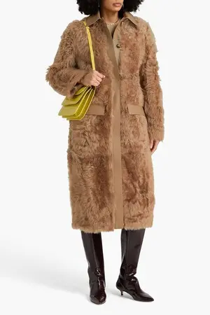 TOTEME Leather-trimmed Shearling Coat