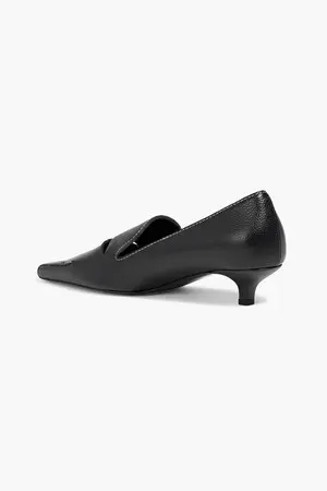 TOTEME Cutout Pebbled Leather Loafers - Black