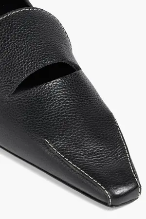TOTEME Cutout Pebbled Leather Loafers - Black