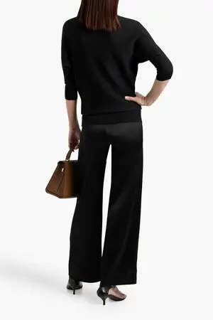 TOTEME Satin-crepe Wide-leg Pants - Black