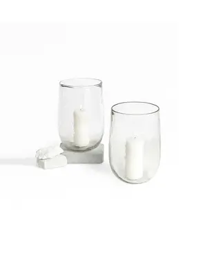 THE COLLECTIVE HOME Pebbled Glass Hurricane
