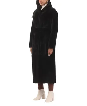 Gorski Reversible Shearling Lamb Coat - Black/black