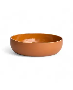 GHARYAN STONEWARE Shallow Serving Bowl - Matte Terracotta/shiny Terracotta