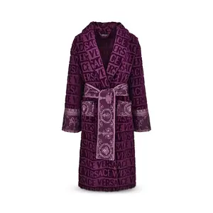 Versace I Heart Baroque Cotton Terry Robe Mulberry