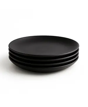 GHARYAN STONEWARE Edan Flat Dinner Plate, Set Of 4 - Matte Black