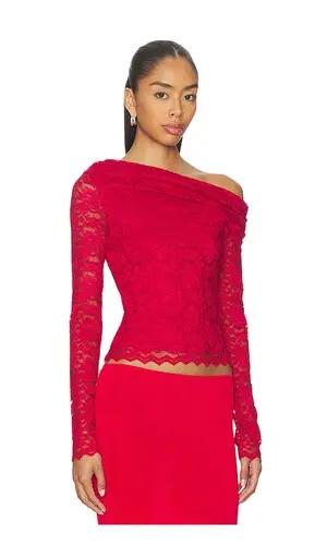 AFRM Barry Silken Lace Top - Poppy Red