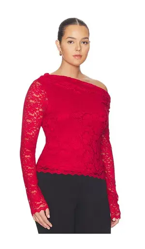 AFRM Barry Silken Lace Top - Poppy Red