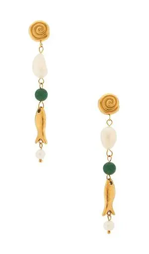 CASA CLARA La Paz Wood And Beaded Earring - Gold