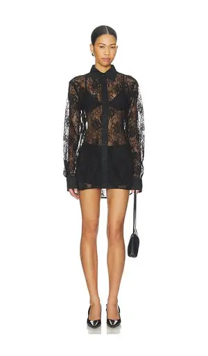 FLEUR DU MAL Juliet Lace Button Down Shirt - Black