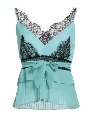 Liu Jo Crepe Camisole With Appliqués And Lace Trims - Light Green