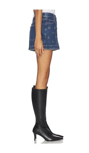 Cinq À Sept Denim Skort With Grommet Detail