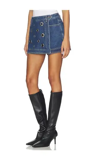 Cinq À Sept Denim Skort With Grommet Detail