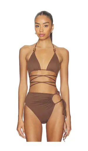 Magda Butrym Triangle Bikini Top - Brown