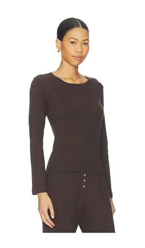 LESET Pointelle Slim Fit Long Sleeve - Choco