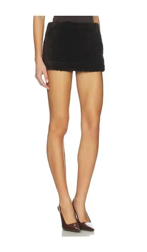 MILKWHITE Faux Fur Mini Skort - Brown
