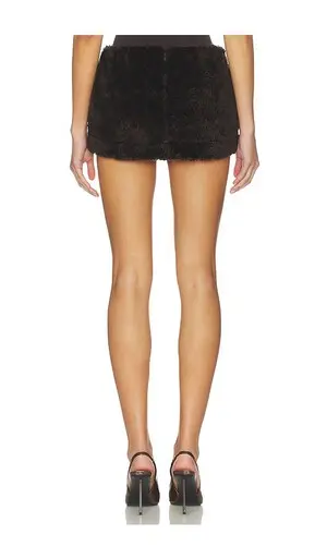 MILKWHITE Faux Fur Mini Skort - Brown