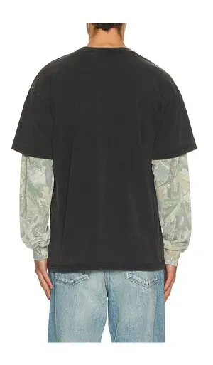 Obey Oval Layered Thermal Tee In Black