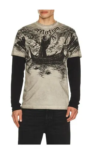 AFFLICTION River Long Sleeve Tee In Black