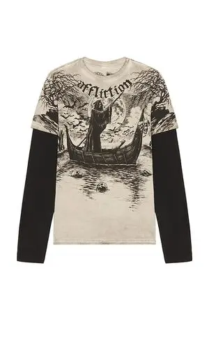 AFFLICTION River Long Sleeve Tee In Black