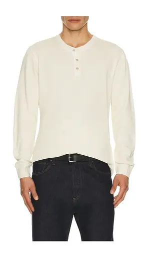 Citizens Of Humanity Waffle Three Button Henley In Cream