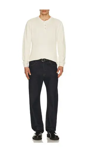 Citizens Of Humanity Waffle Three Button Henley In Cream