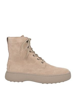 TOD'S Lace-up Leather Ankle Boots - Beige