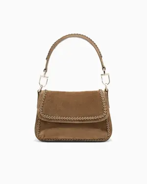 Giorgio Armani Small La Prima Soft Suede Handbag - Camel