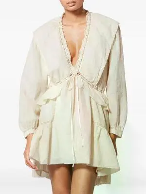 MARANT ETOILE Damya Lace Ruffled Mini Dress - Neutrals