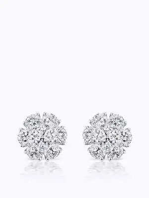 BRIONY RAYMOND Posey Diamond Stud Earrings - 18 Karat White Gold