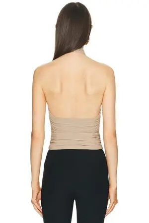 MIMCHIK Piper Knotted Halter Top - Dune