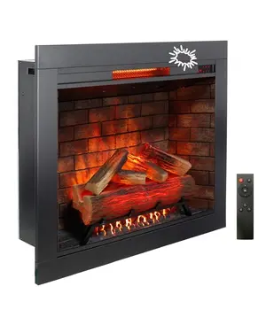 FLYNAMA 33 Inch Infrared Electric Fireplace With Removable Trim Kit Insert