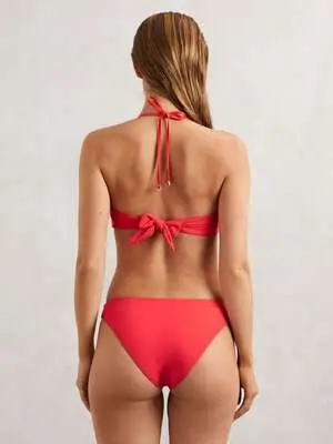 REISS Carina Fixed-side Bikini Bottoms - Coral Red