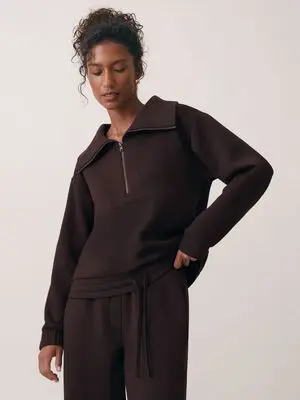 REISS Premium Interlock Half-zip Sweatshirt