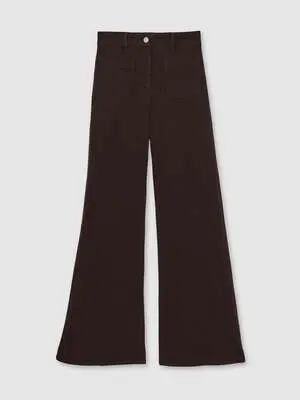 REISS Sakura Patch-pocket Flared Jeans - Burgundy