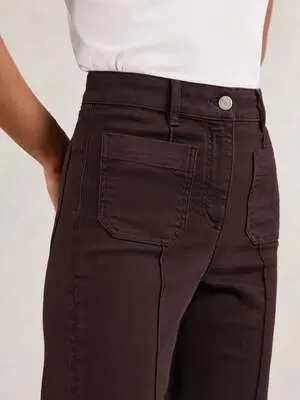 REISS Sakura Patch-pocket Flared Jeans - Burgundy