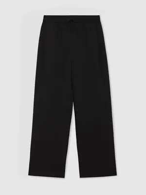 REISS Laney Premium Interlock Wide-leg Joggers - Black