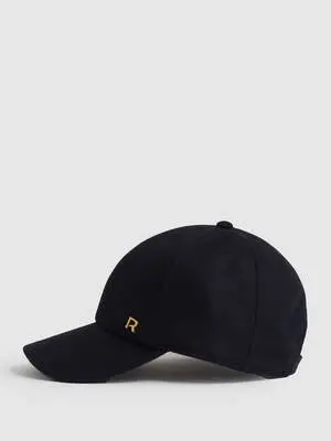 REISS Wool-blend Flannel Baseball Cap - Navy