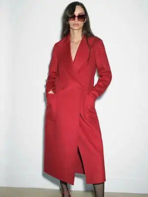 REISS Wool-blend Double-breasted Blindseam Coat - Red