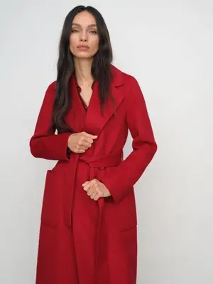 REISS Wool-blend Double-breasted Blindseam Coat - Red