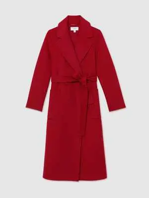 REISS Wool-blend Double-breasted Coat - Red