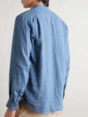 Hartford Premium Pat Grandad-collar Linen Shirt