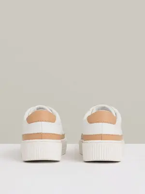 REISS Leanne Grained Leather Platform Trainers