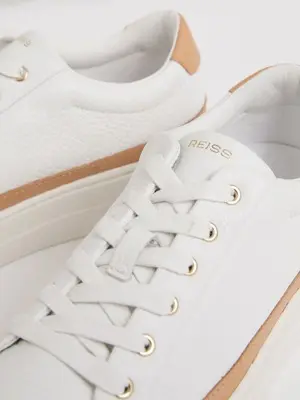 REISS Leanne Grained Leather Platform Trainers