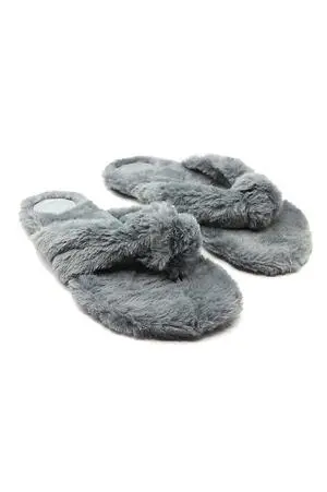 SOLEI SEA Izzy Faux Fur Slippers - Grey