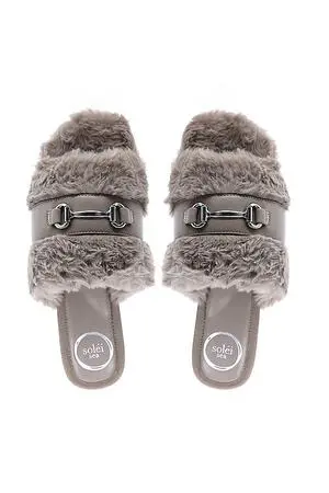SOLEI SEA Hanni Faux Fur Horsebit Slippers