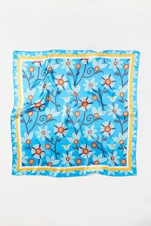 Anthropologie Celande Square Scarf - Mosaic Bird/blue Floral
