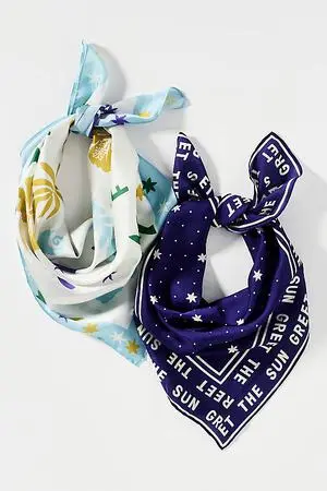 Anthropologie Celande Square Scarf Surf/stars