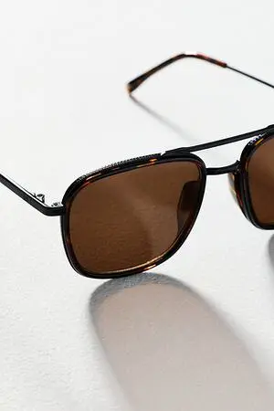 SUNSKI Estero Tort Metal Aviator Sunglasses